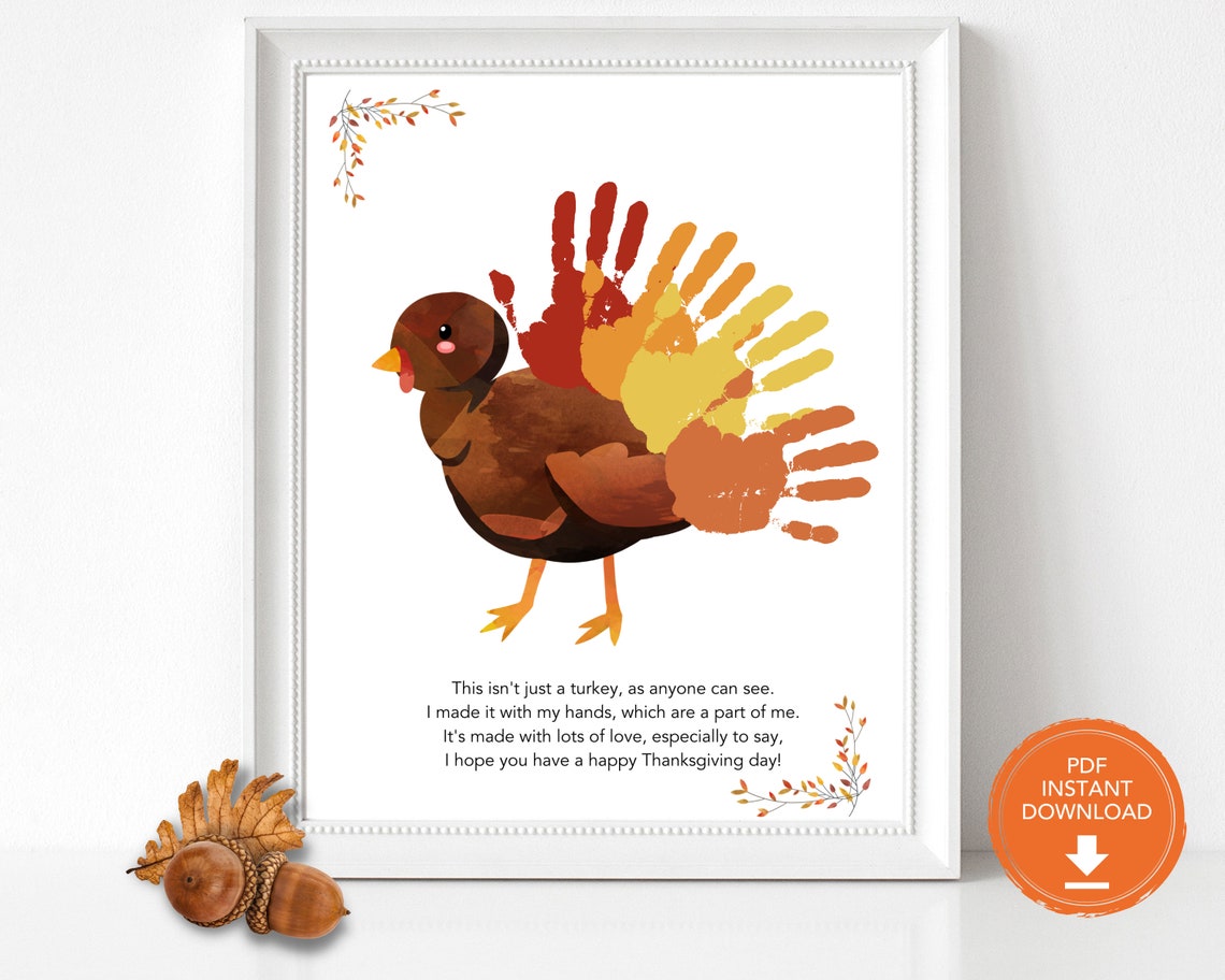 Thanksgiving Craft for Kids Handprint Art for Kids Printable - Etsy
