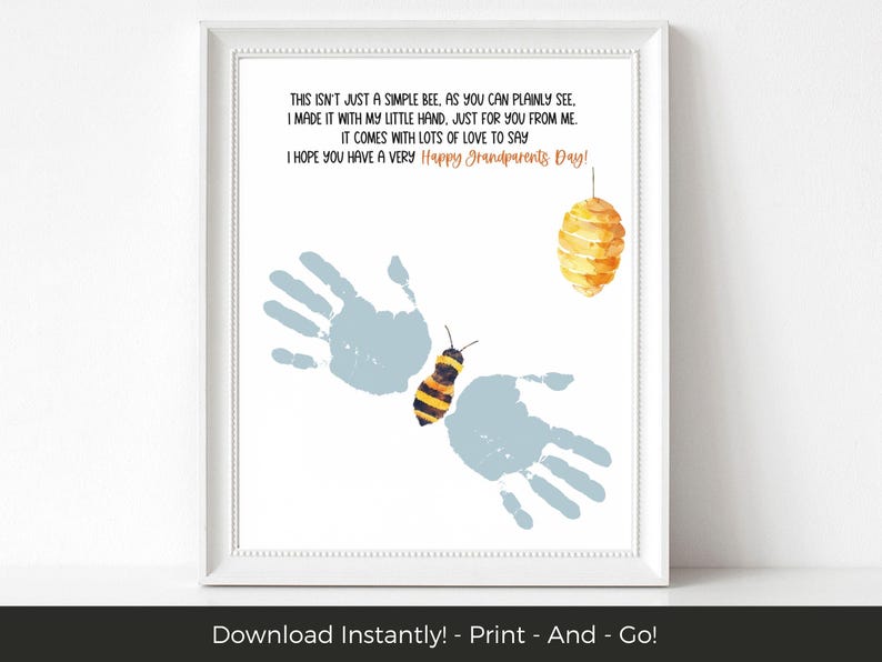 Grandparents Day Handprint Craft Printable, Gift for Grandma Grandpa ...