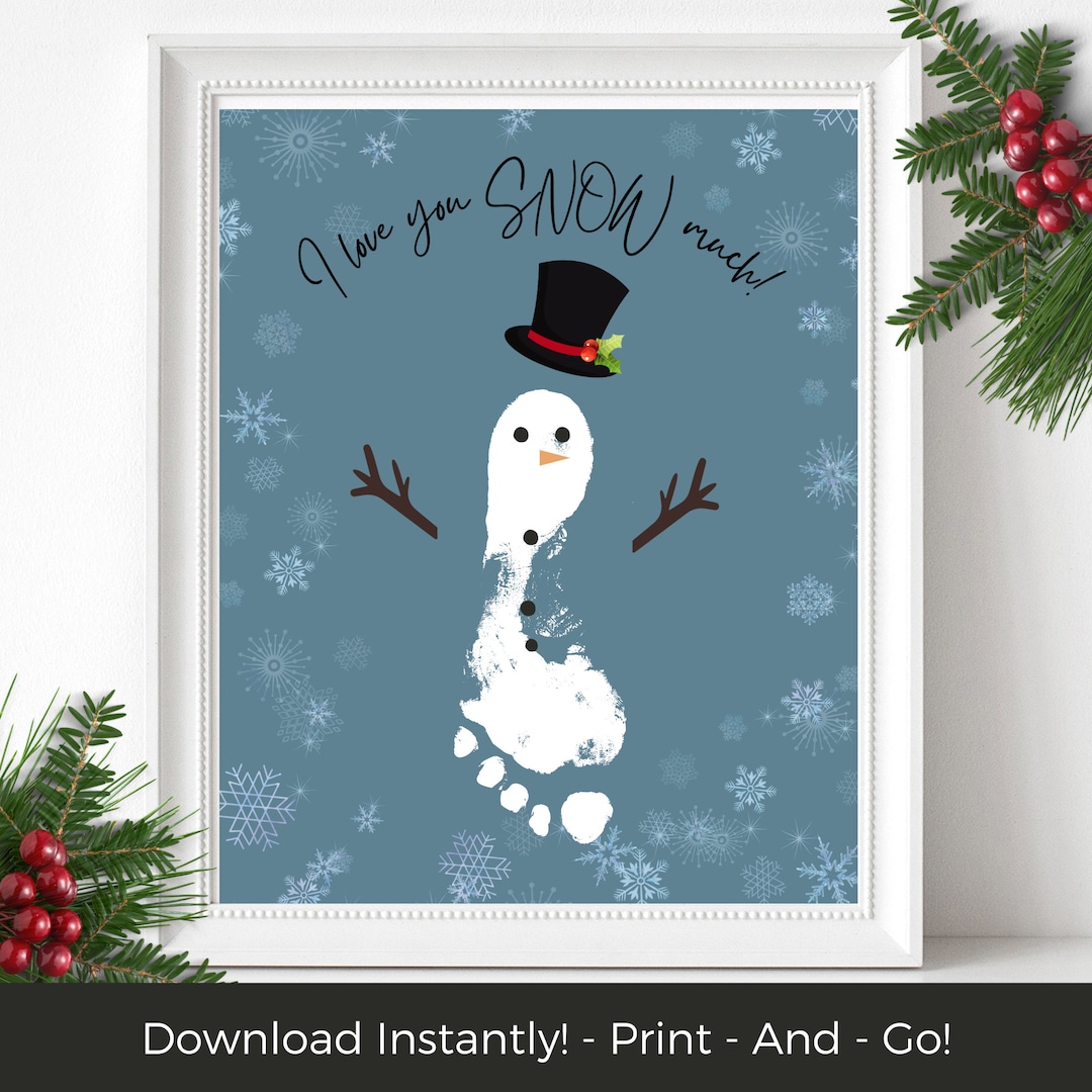 Snowman Footprint Christmas Craft DIY , Baby's First Christmas, Toddler ...