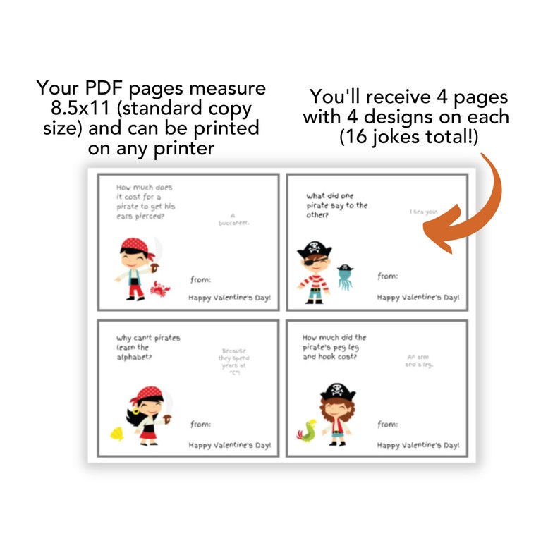 Printable Pirate Valentine Card With Jokes - Funny Pirate Cards for ...