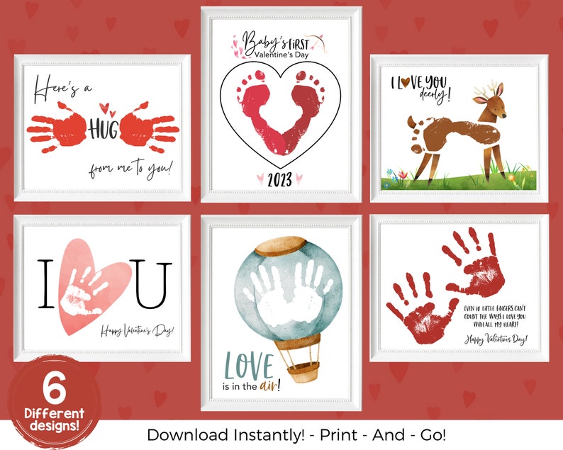 Babys First Valentines Day Printable Valentine Baby Footprint - Etsy