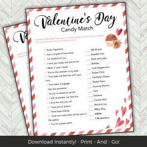 Valentines Candy Match, Valentine Printable Candy Game, Printable ...