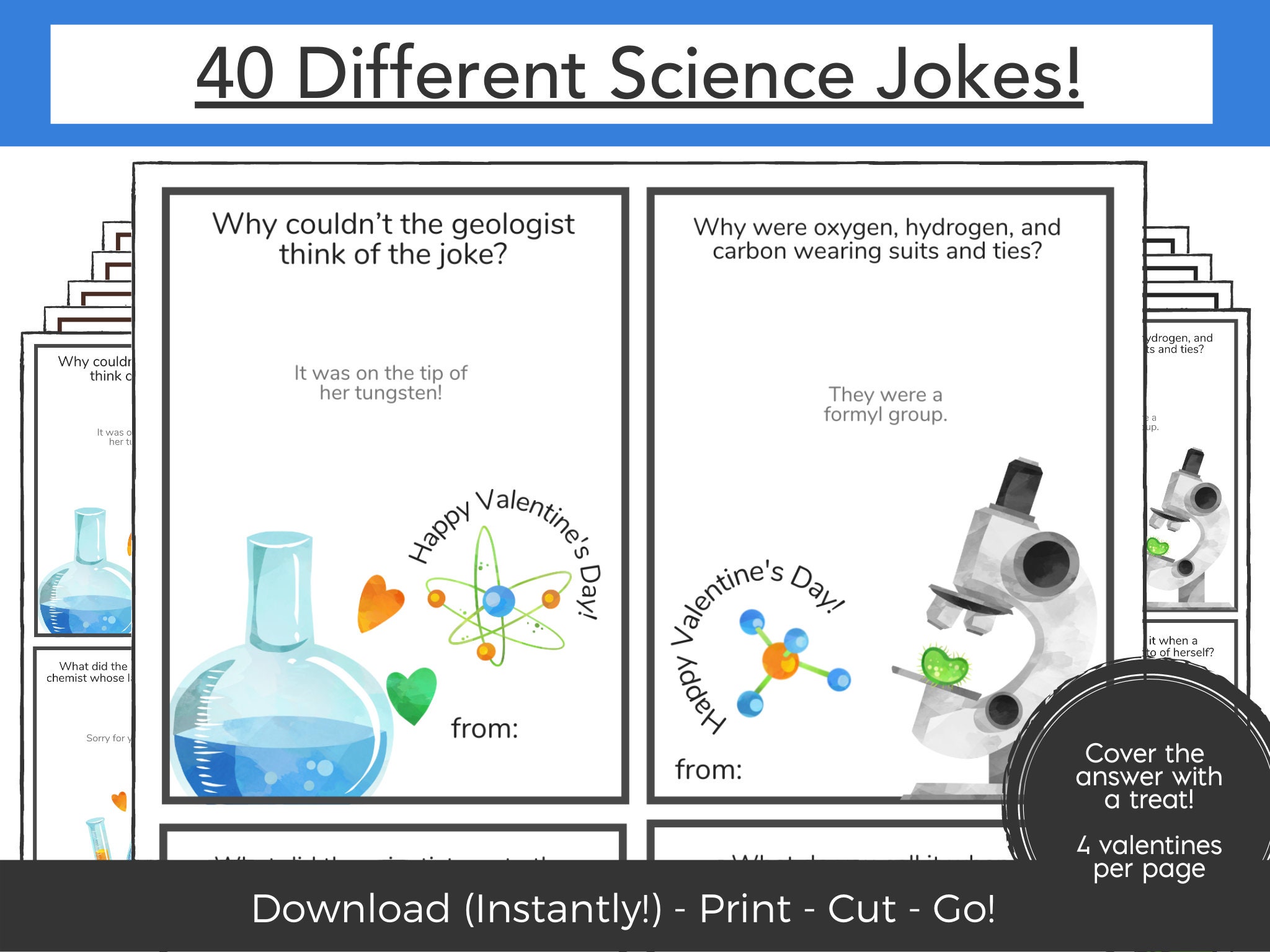 Science Printable Valentine Cards for Kids Valentines Cards - Etsy