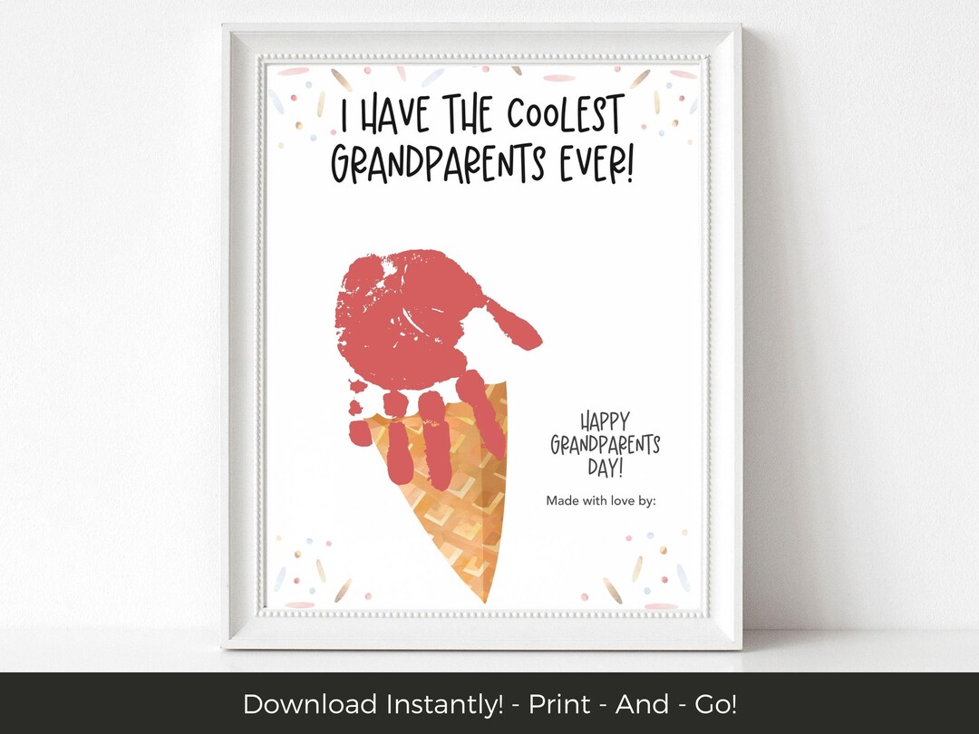 Grandparents Day Handprint Craft Printable, Ice Cream Handprint Art for ...