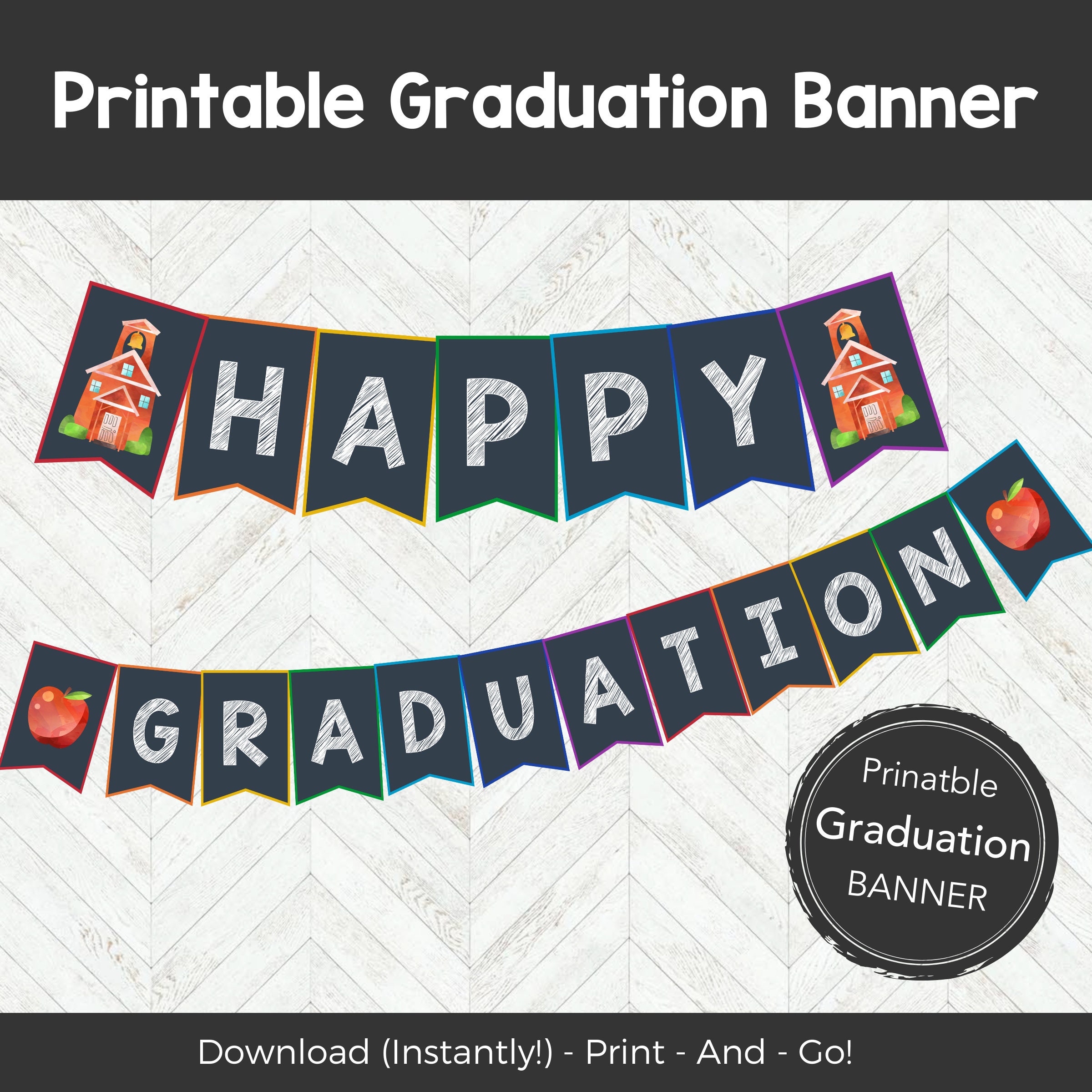 Printable Graduation Banner, Preschool Graduation Decorations ...