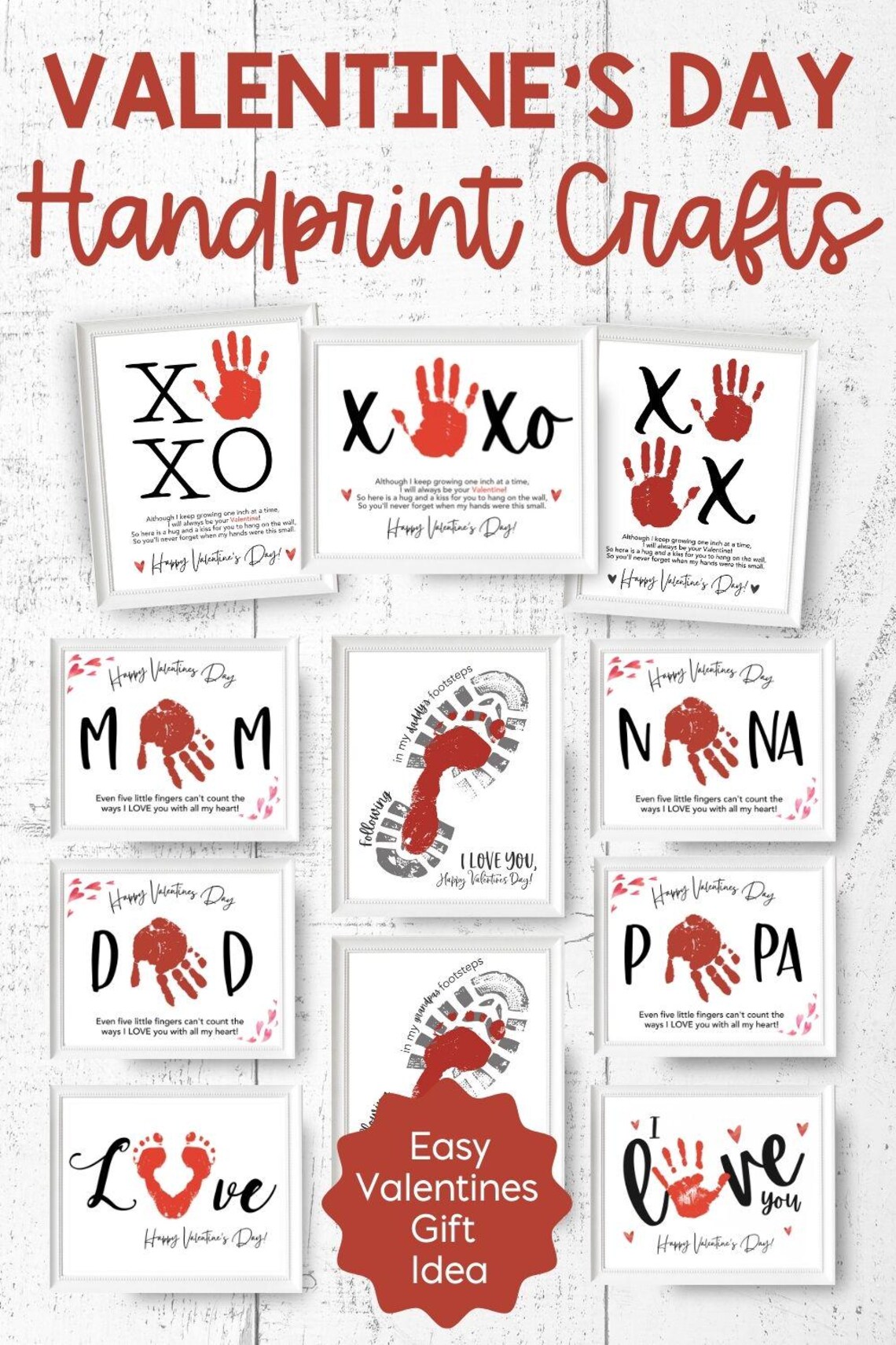 Printable Handprint Art, Valentines Gift for Dad, Valentine Handprint ...