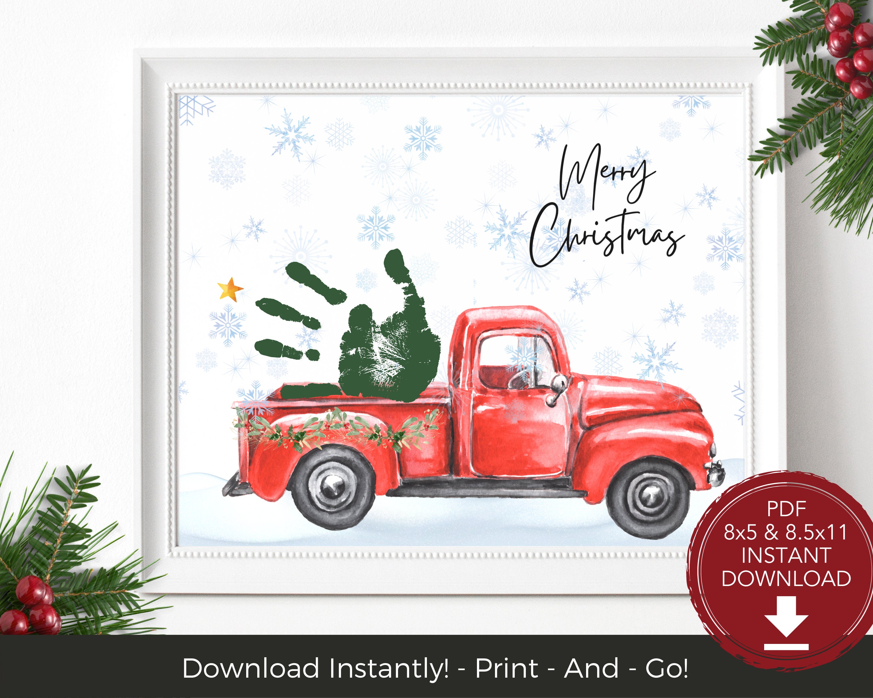 Truck Handprint Christmas Craft DIY Baby's First - Etsy