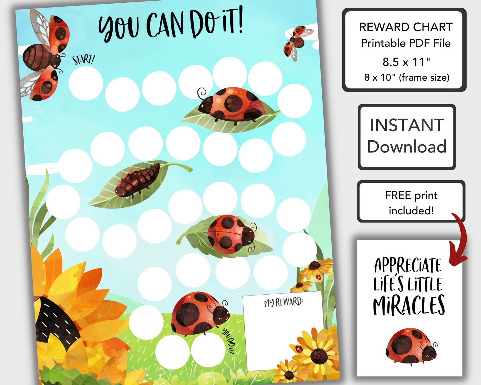 Ladybug Reward Chart for Kids Behavior Chart Printable Chore - Etsy