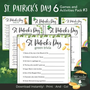 St Patrick's Day Game Bundle, Printable Game for Kids Family Office ...