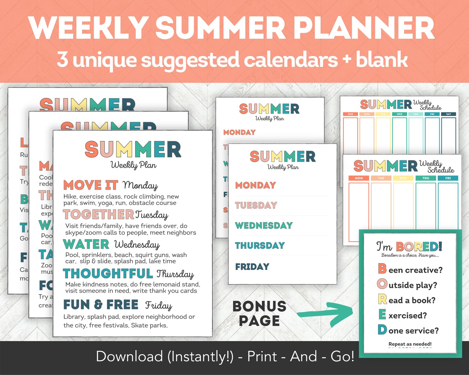 2022 Summer Calendar Summer Planner Bundle Kids Chore Chart - Etsy