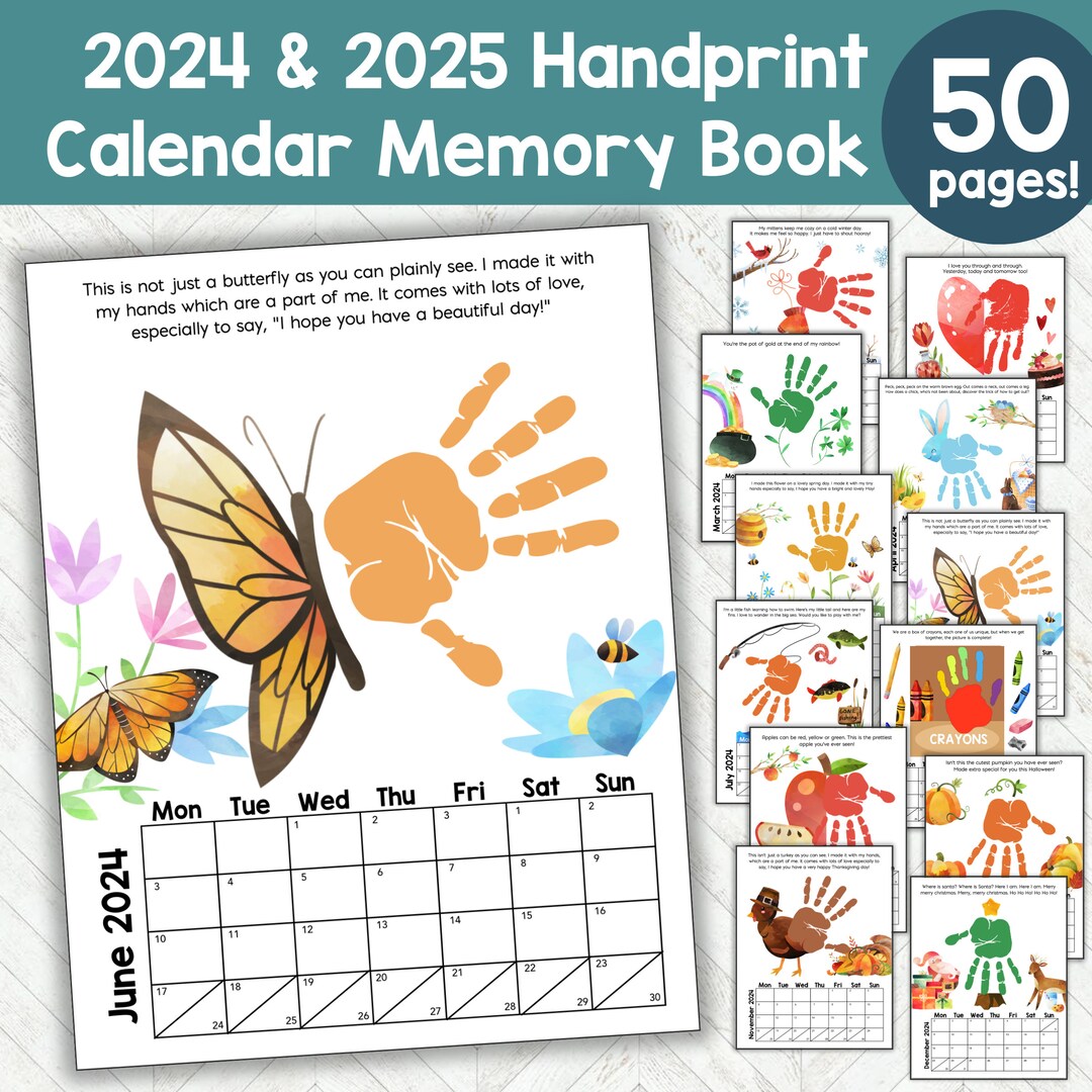 Handprint Calendar 2025 2026, Preschool Handprint Art Printable, 1st ...