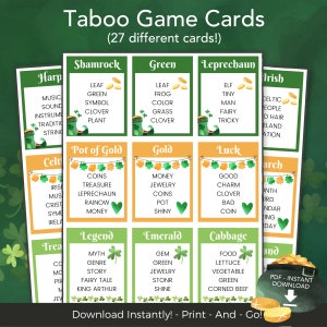 St Patricks Day Game Taboo, St Paddys Day Printable Game for Kids ...