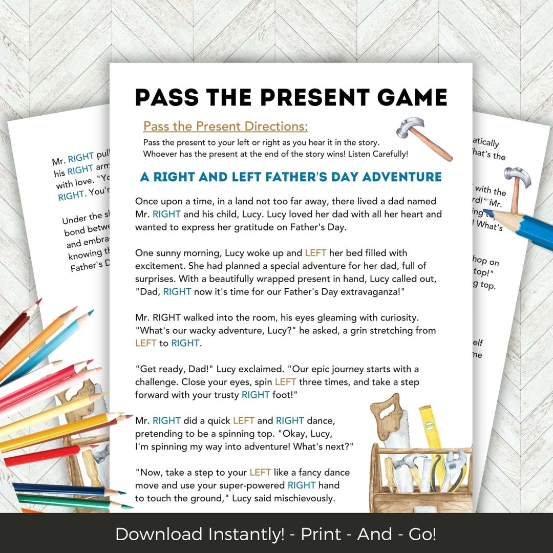 Fathers Day Pass the Present Game, Left Right Game, Fathers Day Pass ...