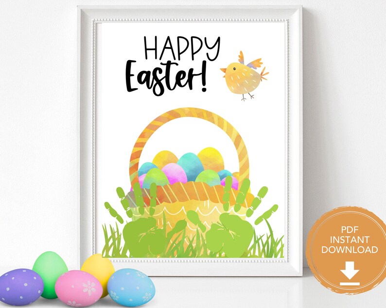 Happy Easter Handprint Art Template Handprint Crafts for - Etsy