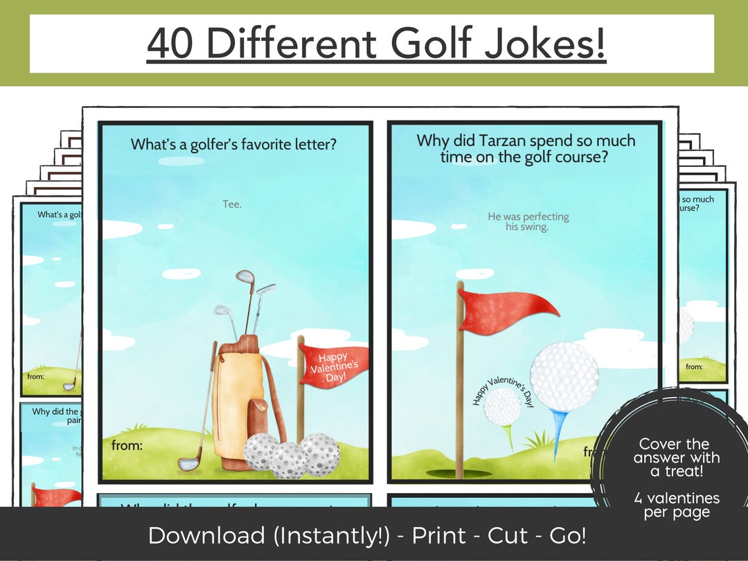Golf Printable Valentine Cards for Kids Kids Valentines Cards - Etsy