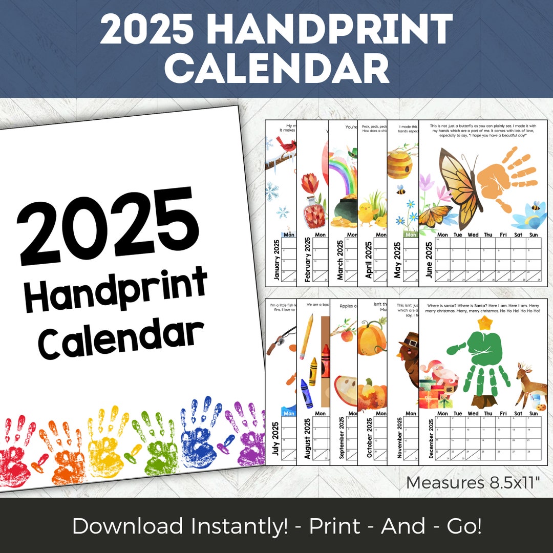 Handprint Calendar 2025 2026, Preschool Handprint Art Printable, 1st ...