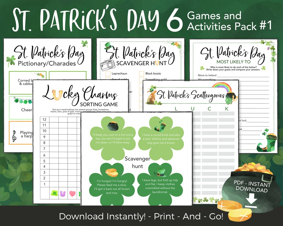 St Patrick's Day Game Bundle Printable Game for Kids - Etsy
