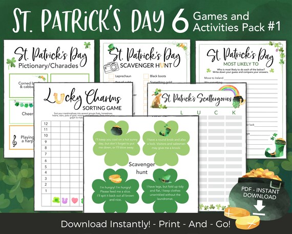 St Patrick's Day Game Bundle Printable Game for Kids | Etsy