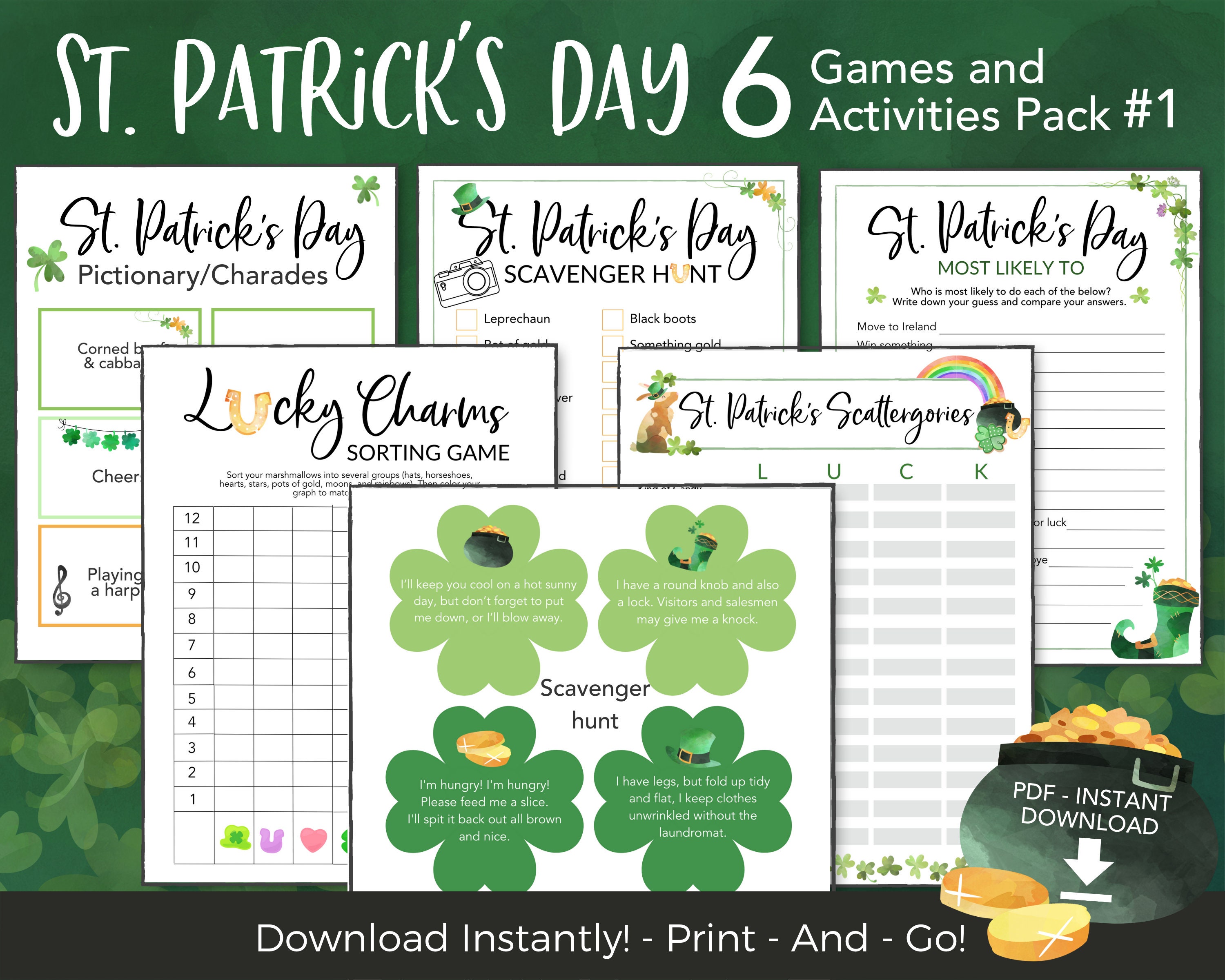 St Patrick's Day Game Bundle Printable Game for Kids - Etsy
