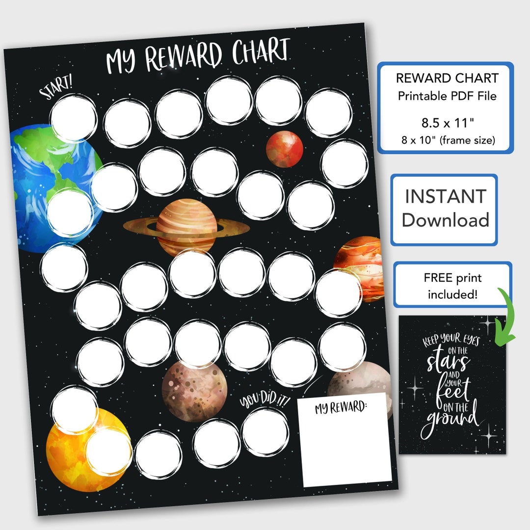 Outer Space Reward Chart for Kids Behavior Chart Printable, Chore Chart ...