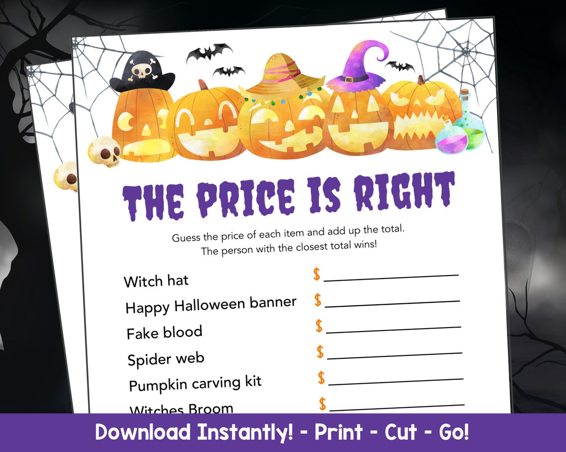 The Price is Right Halloween Printable Halloween Party Games - Etsy