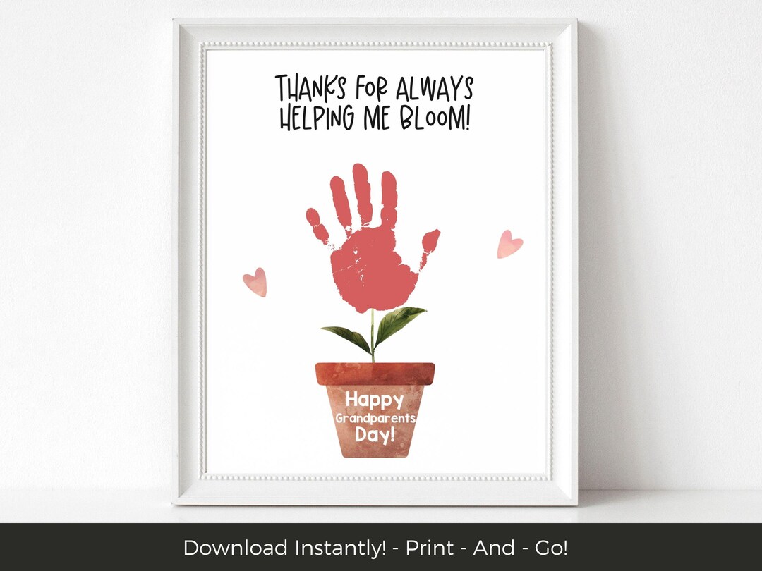 Grandparents Day Handprint Craft Printable, Gift for Grandma Grandpa ...