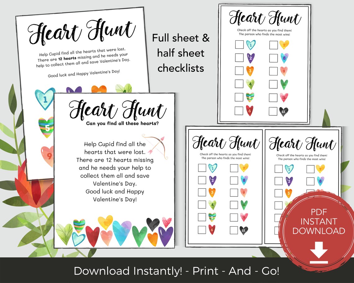 Valentines Scavenger Hunt for Kids Printable Treasure Hunt - Etsy