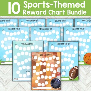 Reward Chart Bundle Sports Themed Kids Reward Chart Printable, Sticker ...