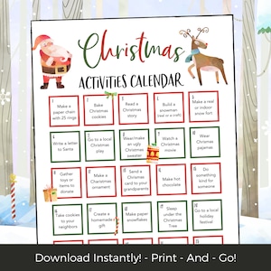 Printable Christmas Countdown, Christmas Printable Advent Calendar ...
