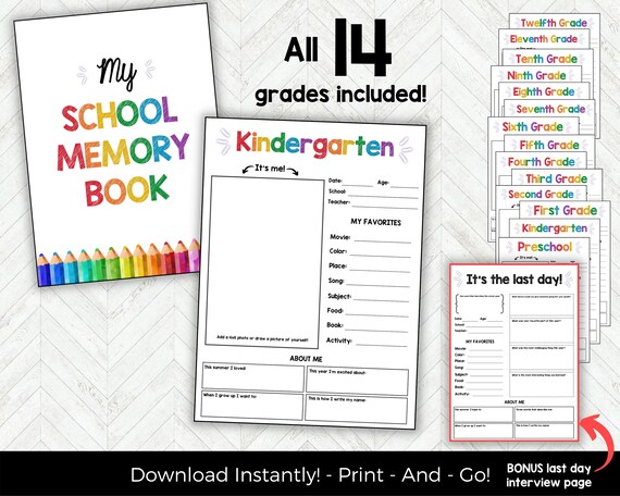 Kids Keepsake Journal School Memory Book Back to School - Etsy