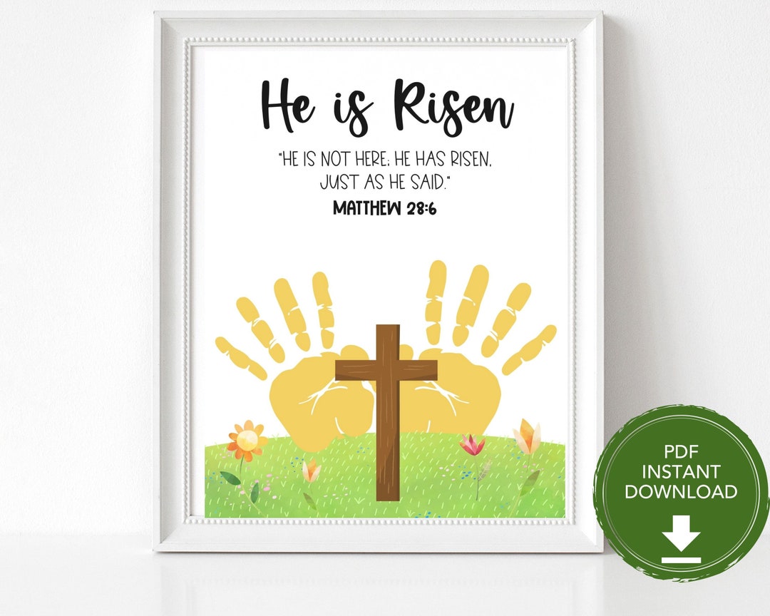 Easter He is Risen Kids Bible Activities, Easter Handprint Art for Kids ...