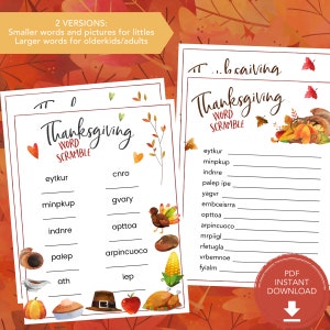 Thanksgiving Word Scramble, Thanksgiving Game for Kids & Adults ...