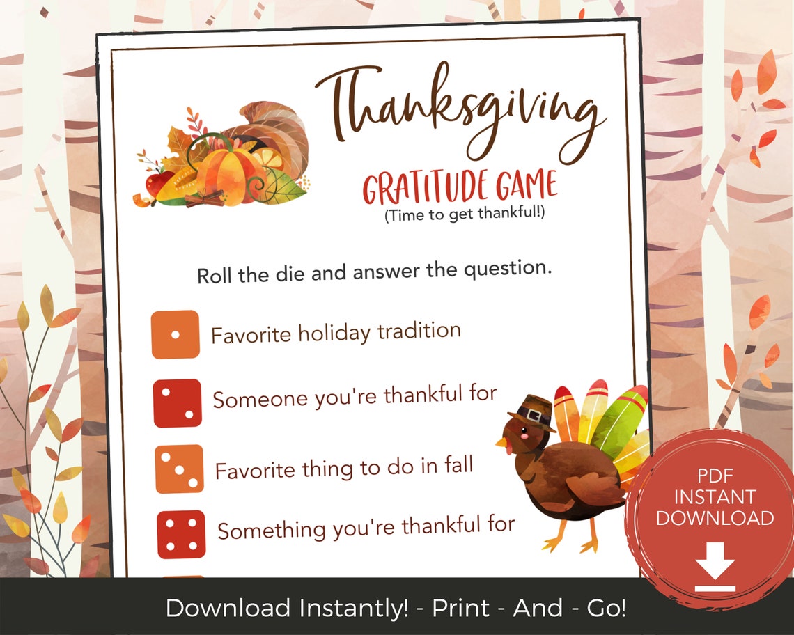 Gratitude Game Thanksgiving Game for Kids and Adult Parties - Etsy