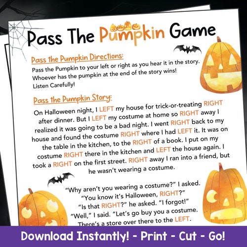 Halloween Game for Kids Halloween Pass the Present Game - Etsy