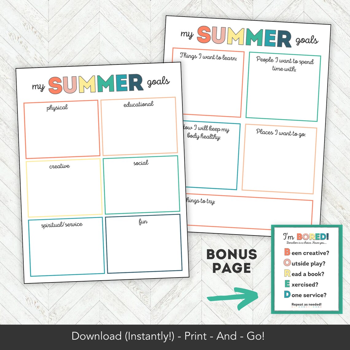 2025 Summer Calendar, Summer Planner Bundle, Kids Chore Chart, Summer ...