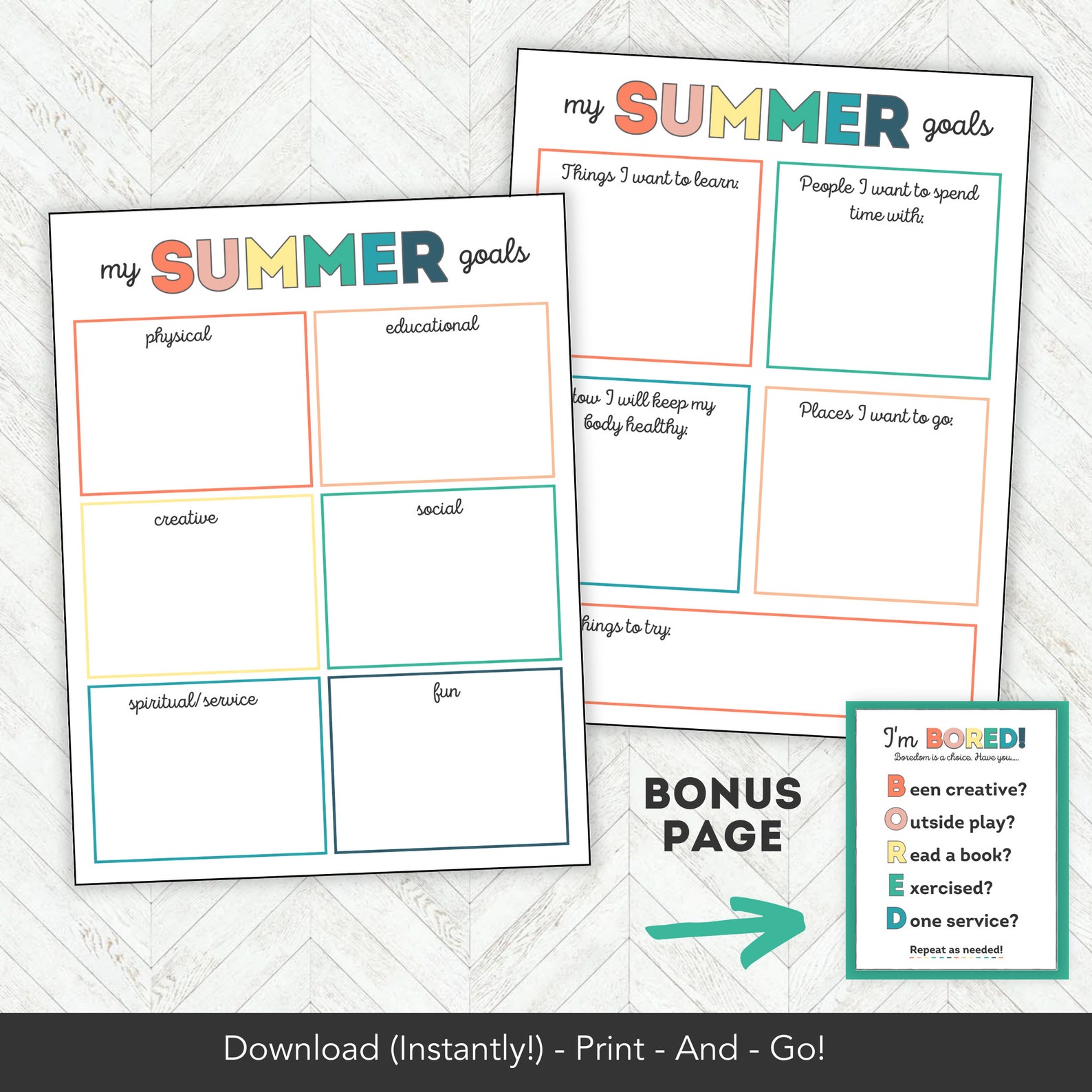 2025 Summer Calendar, Summer Planner Bundle, Kids Chore Chart, Summer ...