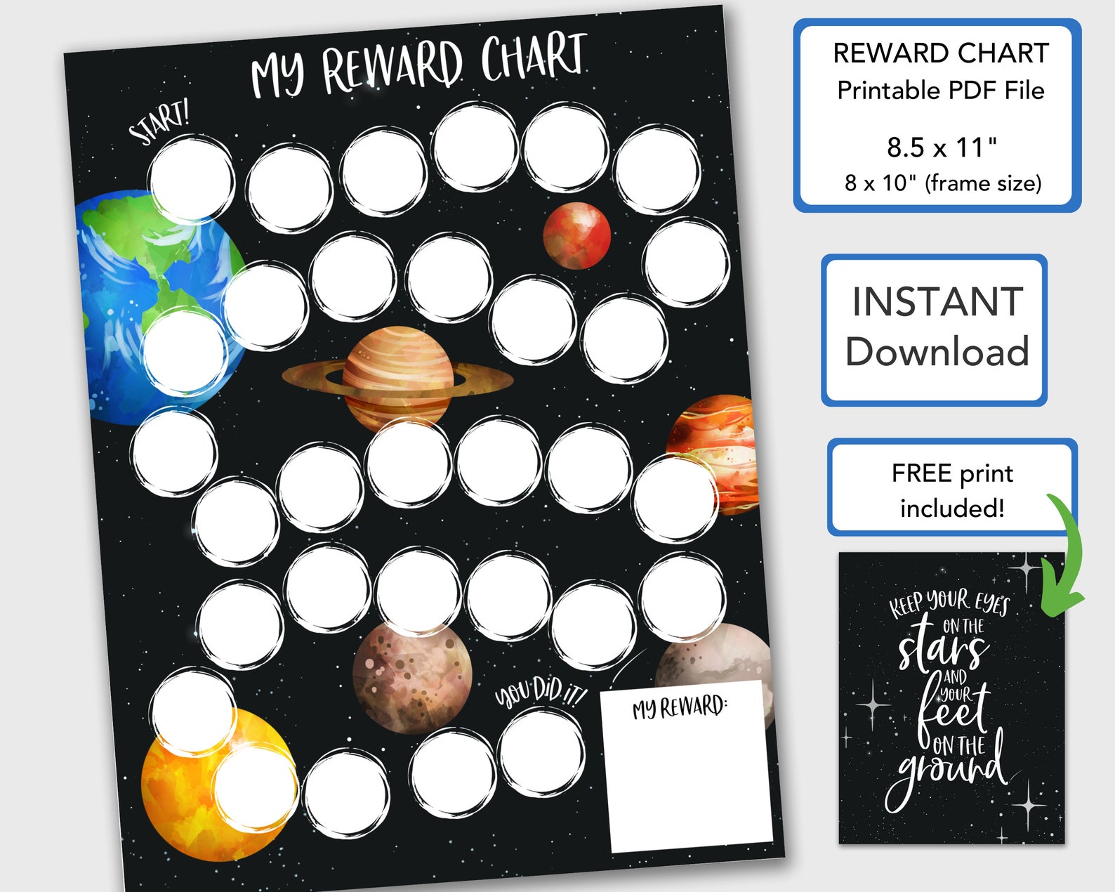 Outer Space Reward Chart for Kids Behavior Chart Printable | Etsy