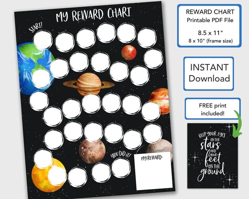 Outer Space Reward Chart for Kids Behavior Chart Printable - Etsy
