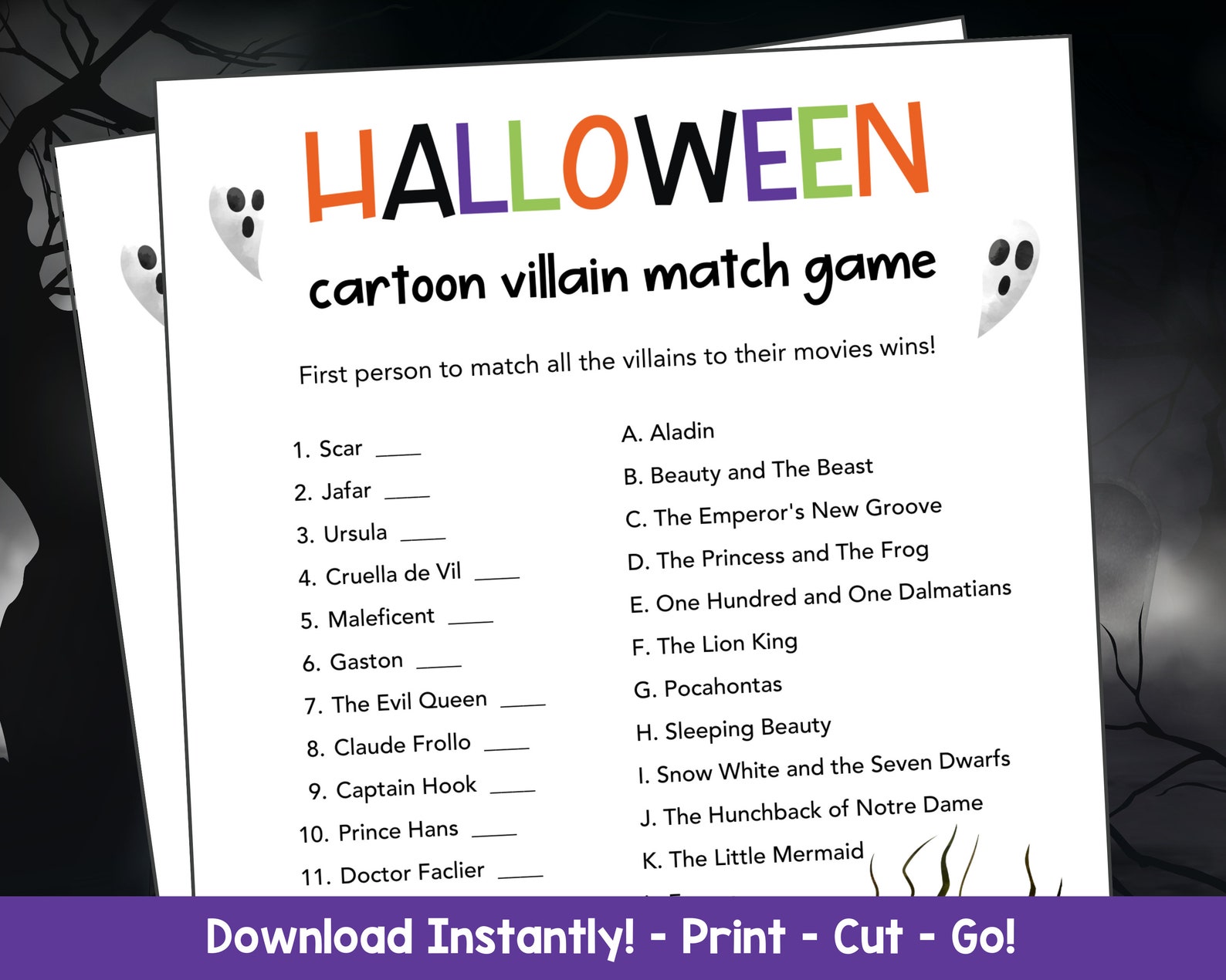 Villain Trivia Game Halloween Printable Halloween Party Games - Etsy