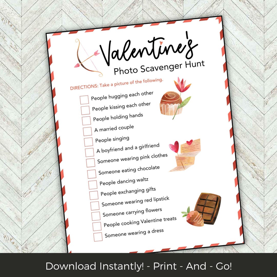 Valentines Scavenger Hunt, Valentine Printable Kids Activity, Fun ...