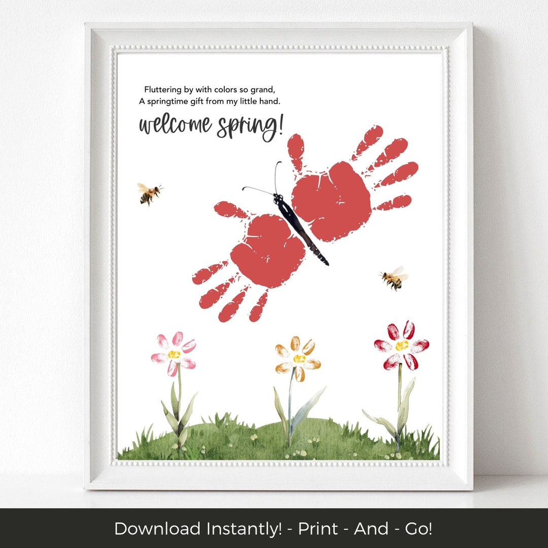 Welcome Spring Butterfly Handprint Activity, Prek or Toddler Handprint ...
