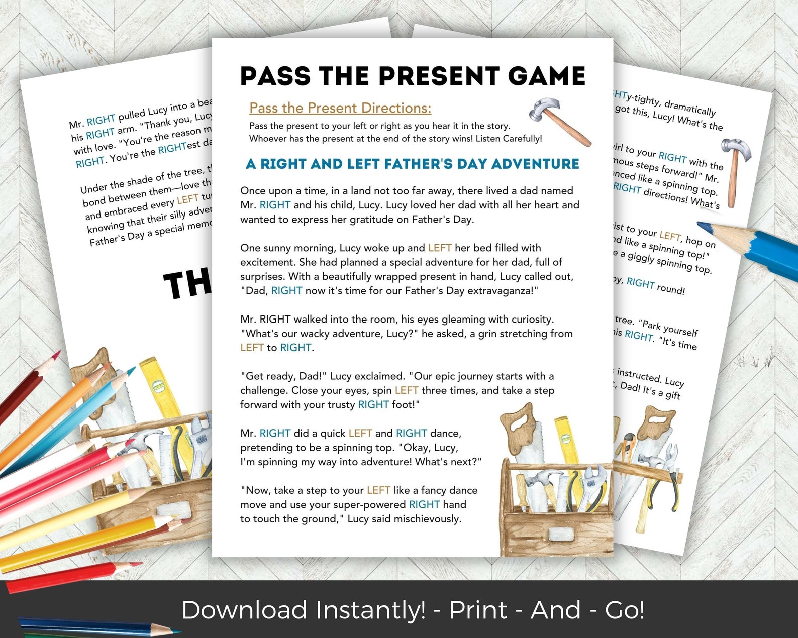 Fathers Day Pass the Present Game, Left Right Game, Fathers Day Pass ...