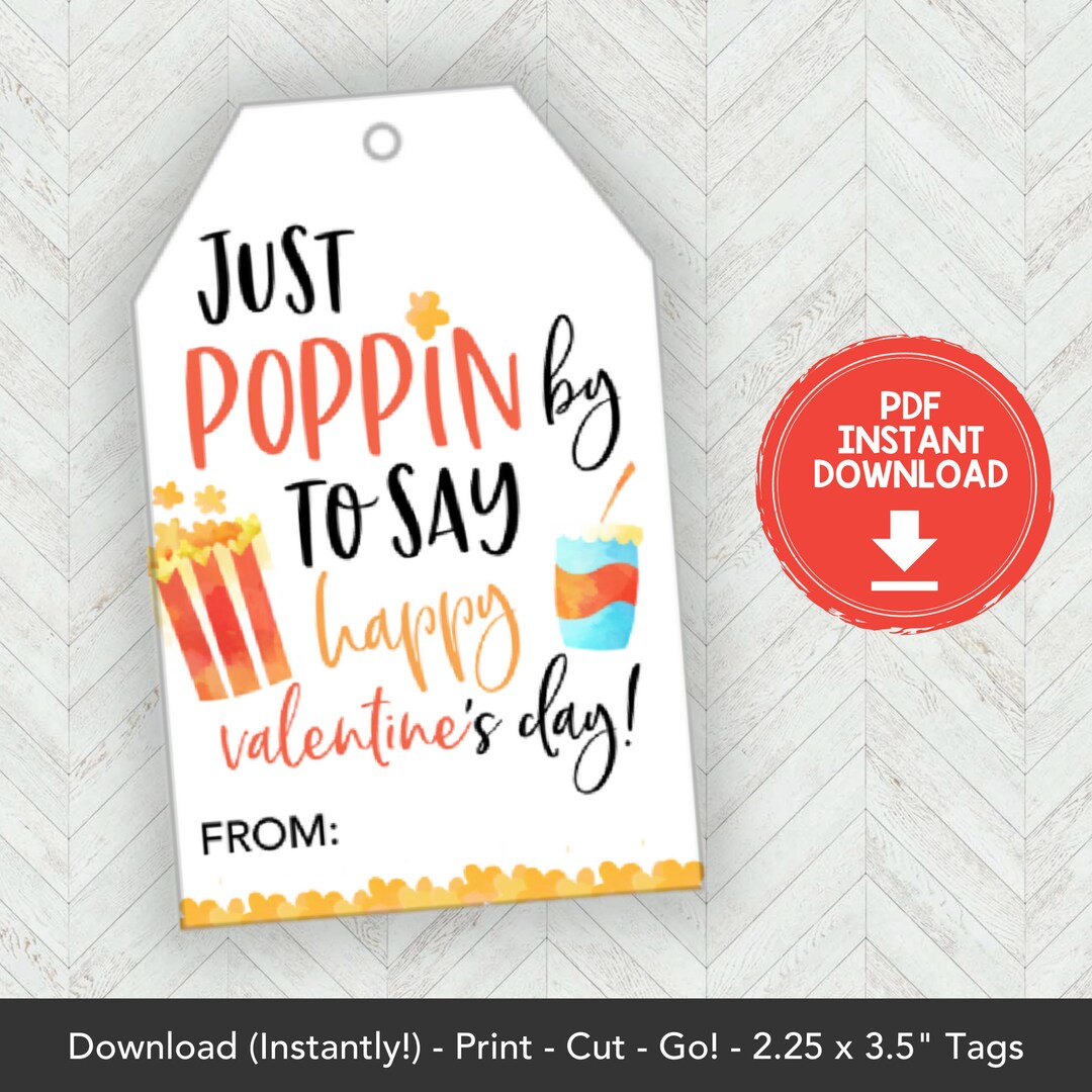 Popcorn Valentine Printable for Class Valentines Tags, Popcorn ...