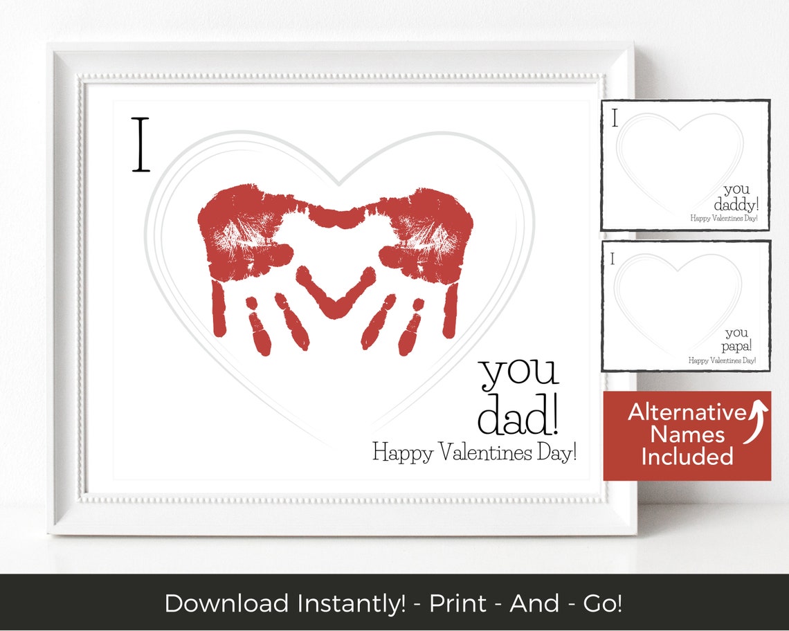Printable Handprint Art Valentines Gift for Dad Valentine - Etsy