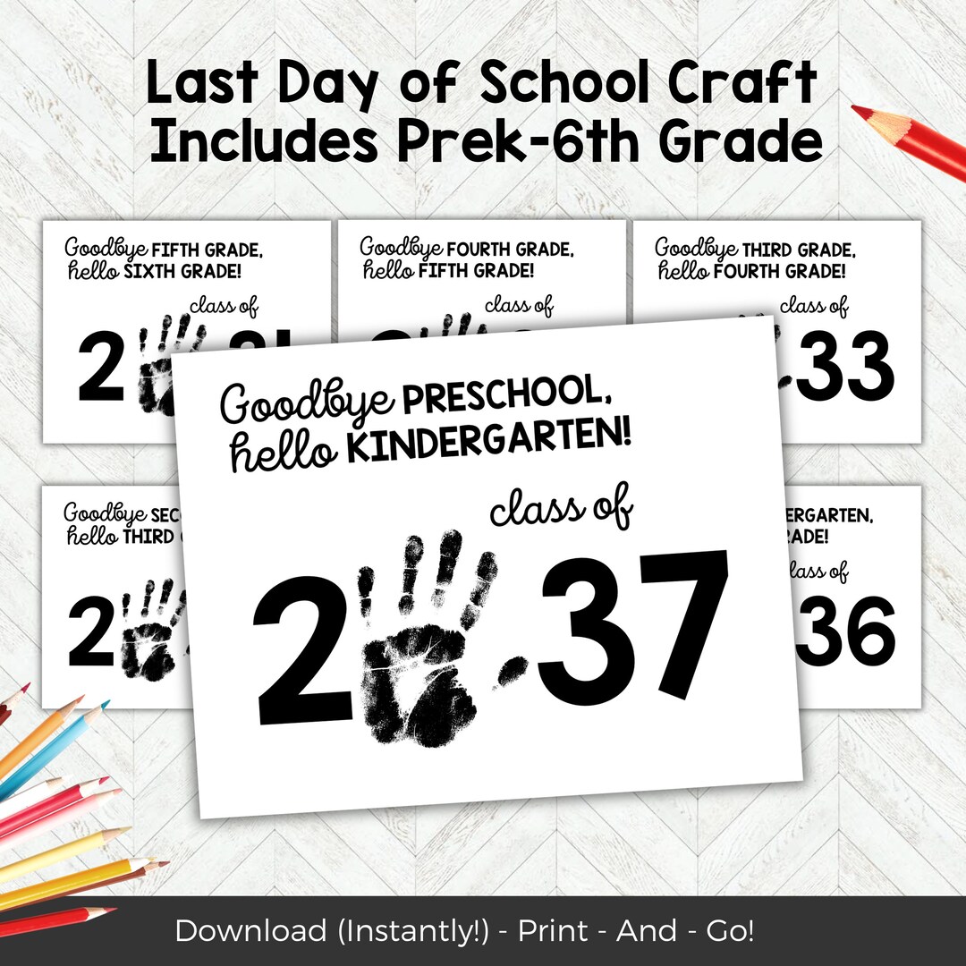 Last Day of School Activities, Printable School Handprint Art Craft ...