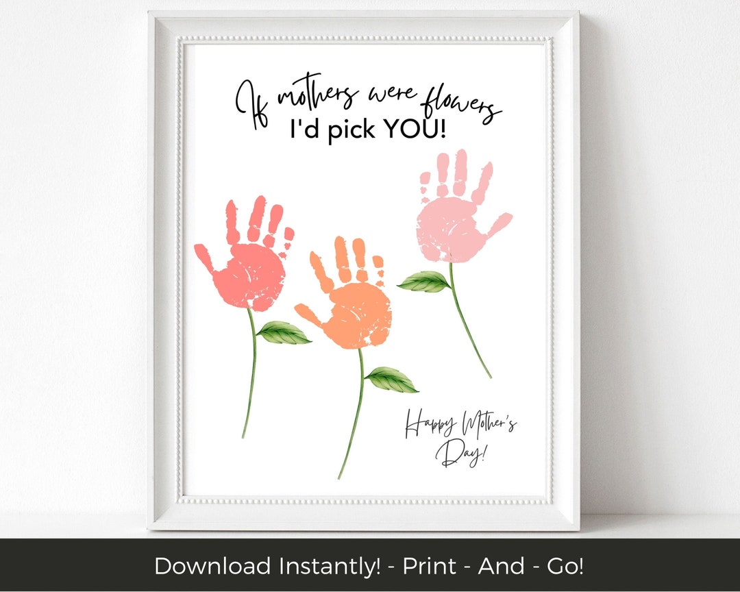Mothers Day Flower Handprint Crafts for Kids, Mom Gift From Kids ...