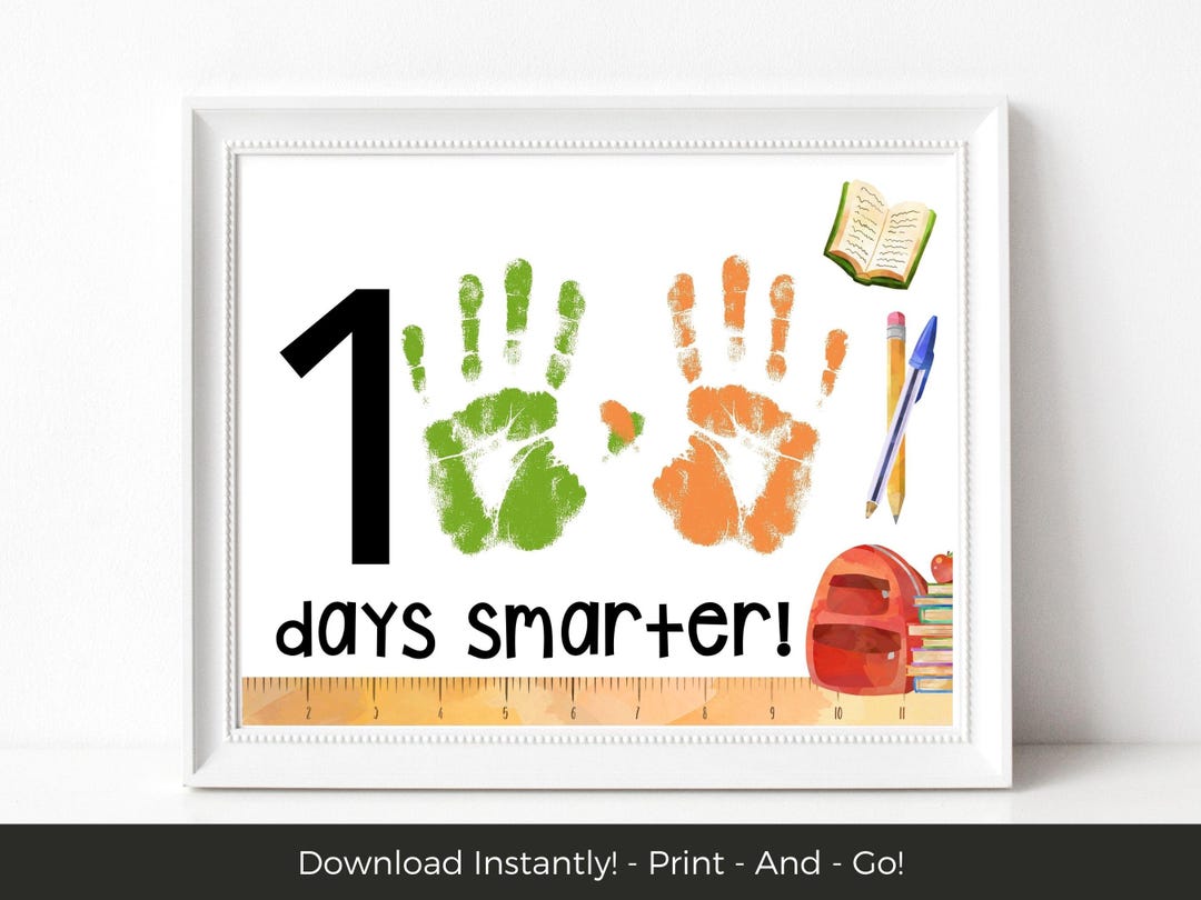 100 Days Smarter Handprint Art Printable, 100 Days of School Activity ...