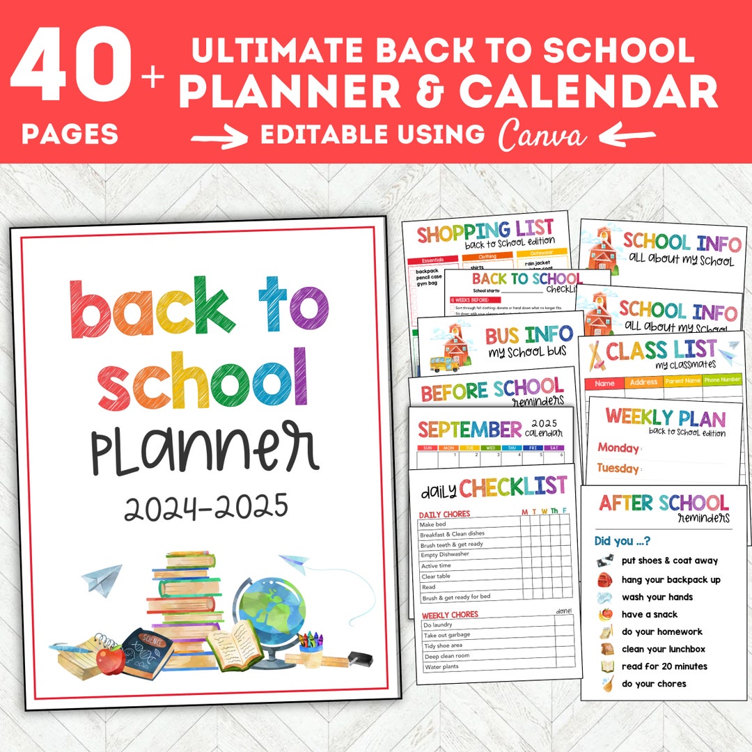 Calendario imprimible EDITABLE 2024-2025, Planificador de regreso a ...