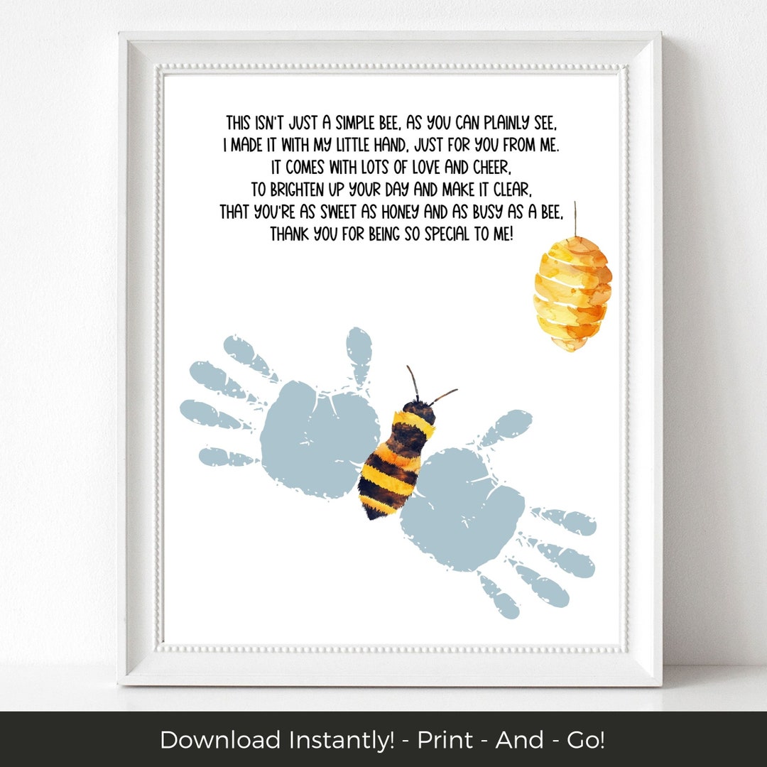 Honey Bee Handprint Activity, Preschool or Toddler Handprint Art ...