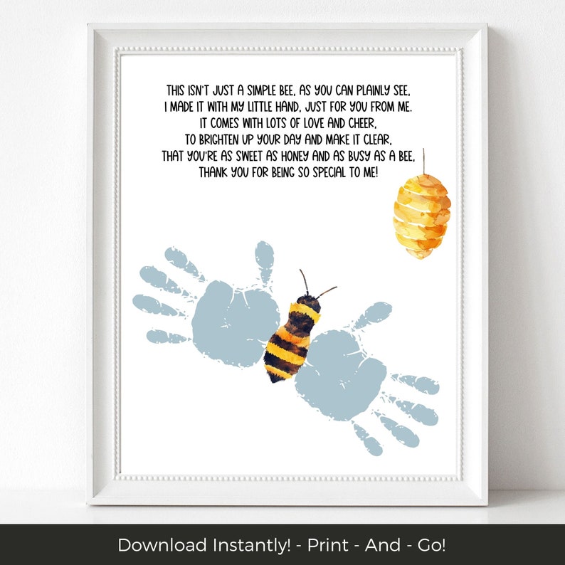 Honey Bee Handprint Activity, Preschool or Toddler Handprint Art ...